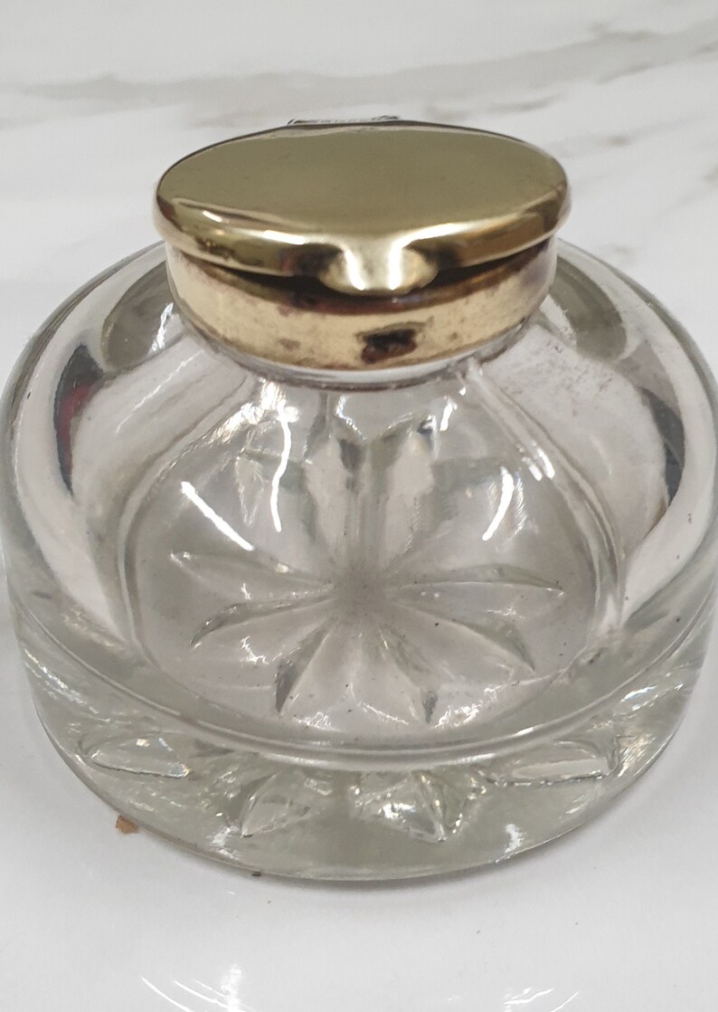 Antique brass lid glass base inkwell - Etsy 日本
