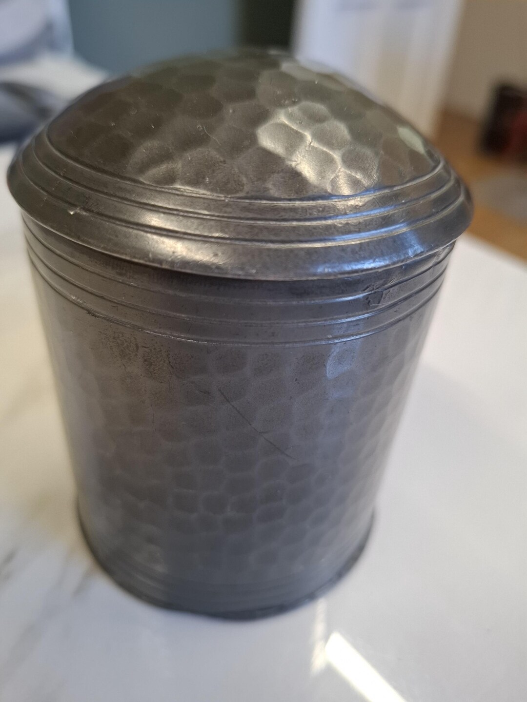 Antique Art Deco Round Pewter Cigarette Box - Etsy
