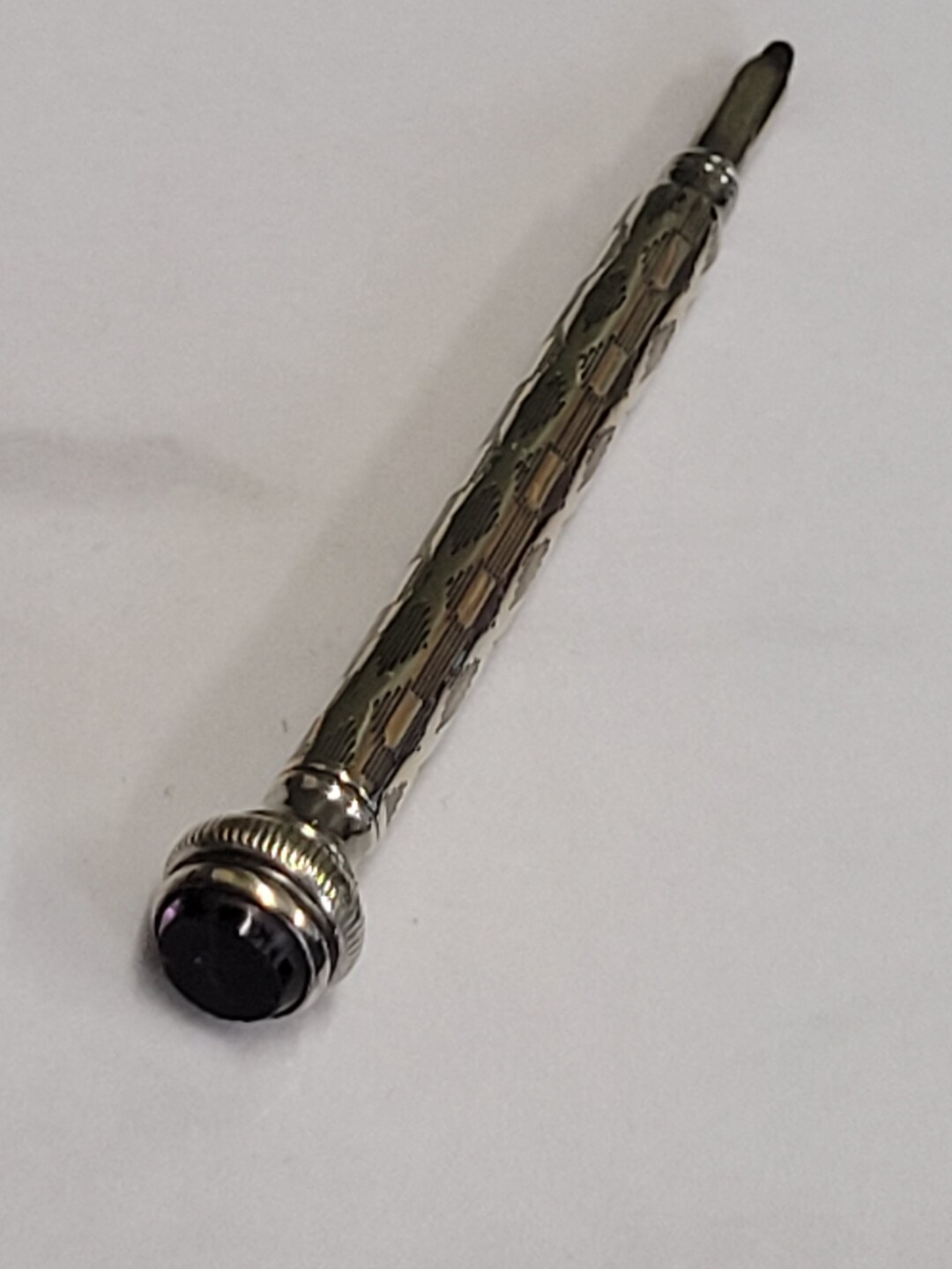 Antique Tooled Brass Purple Glass End Propelling Pencil - Etsy