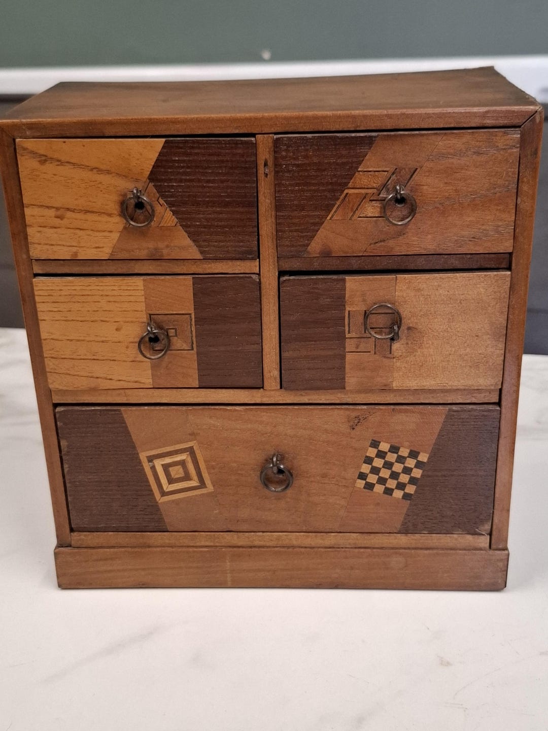 Antique Art Deco Period Inlay Wood Small Desk Top Set of Draws - Etsy