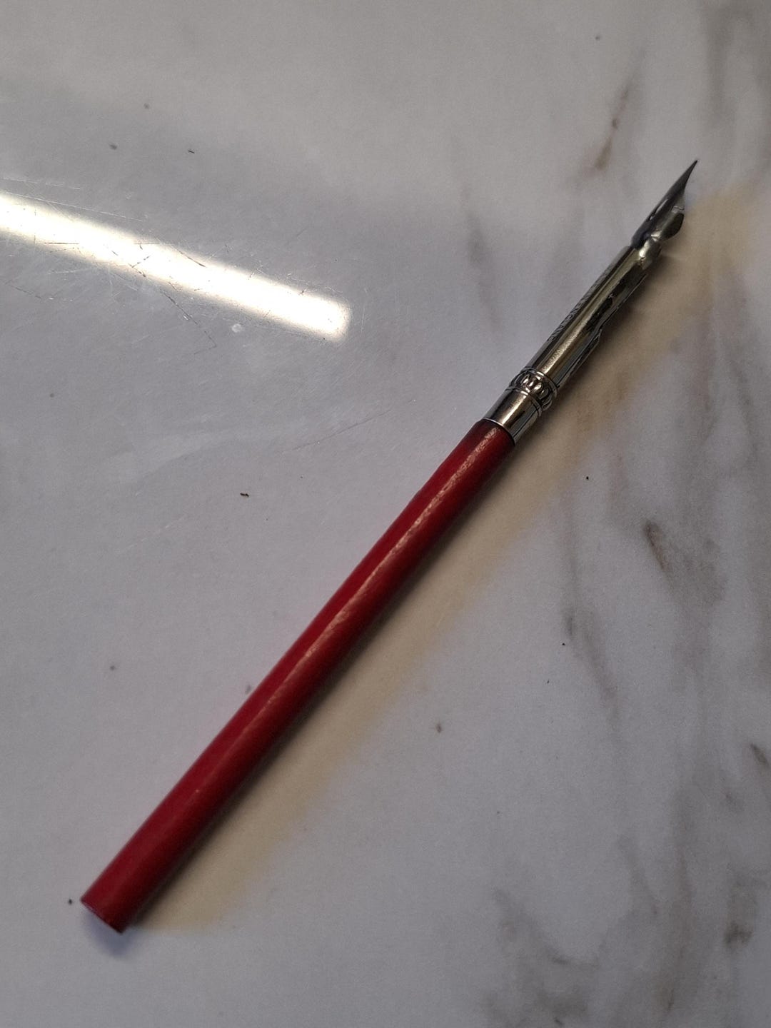 Vintage Red Paint Wood Dip Pen - Etsy