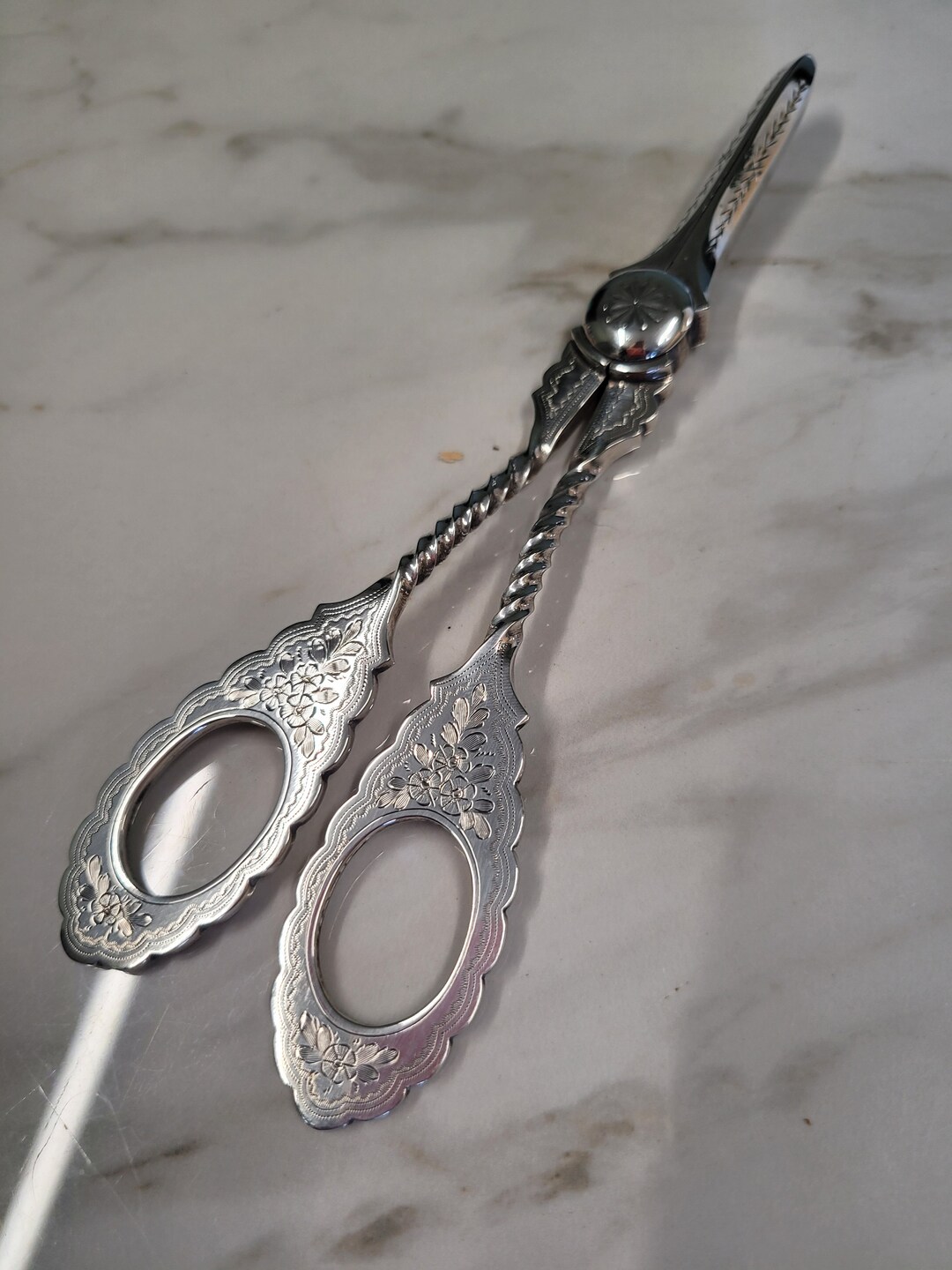Antique Silver Plate Ornate Etched Grape Scissors - Etsy