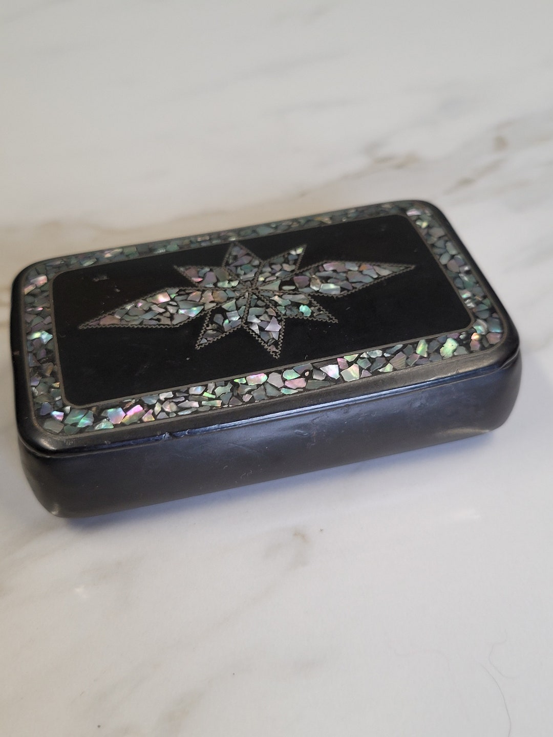 Antique Paper Machet and Mother of Pearl Large Snuff Box - Etsy