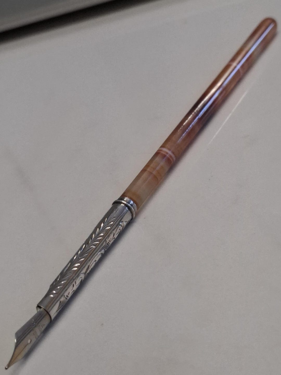 Antique Sterling Silver and Banded Agate Dip Pen - Etsy