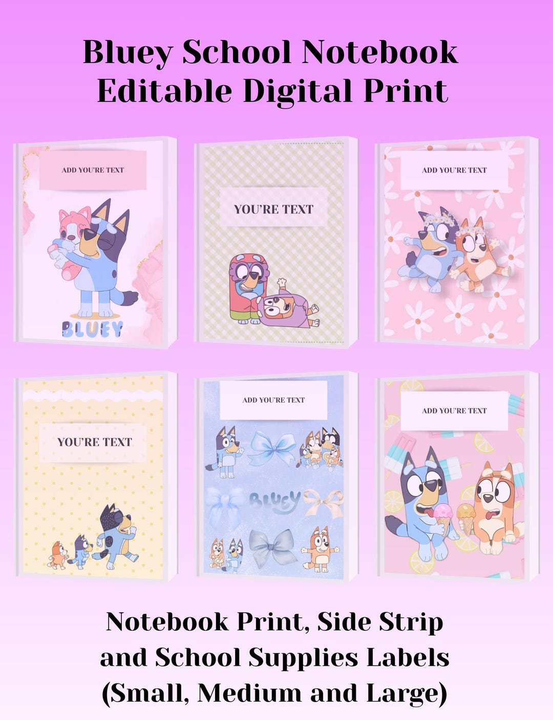 PDF Bluey Printable Notebook Template and Supplies Labels - Etsy