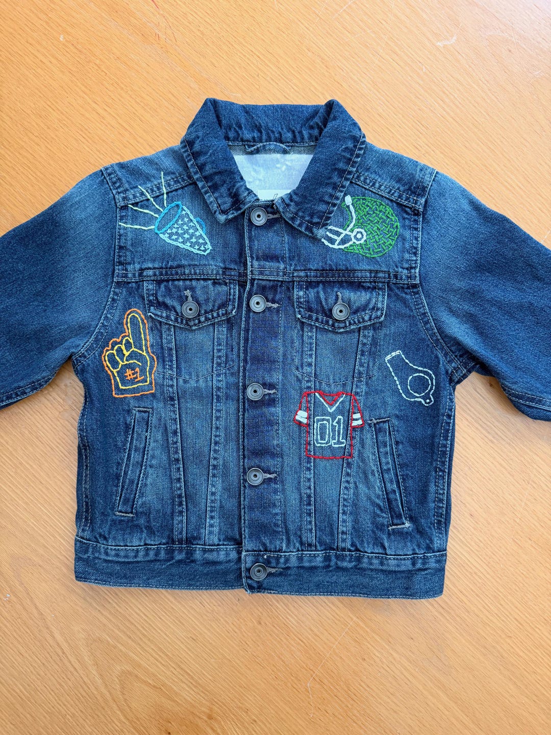 Hand-embroidered Football Denim Jacket | Size 5/6 | Friday Night Lights ...