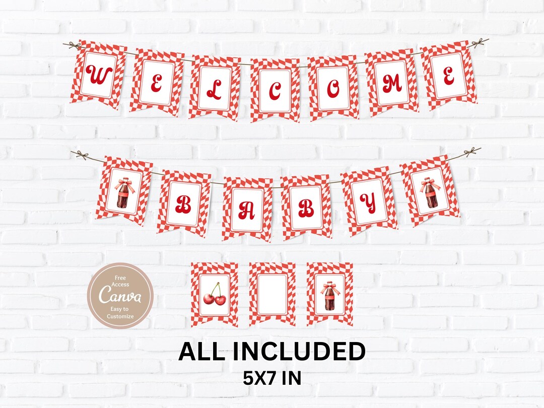 Soda Theme Baby Shower Banner, Editable Welcome Sign (digital Download ...