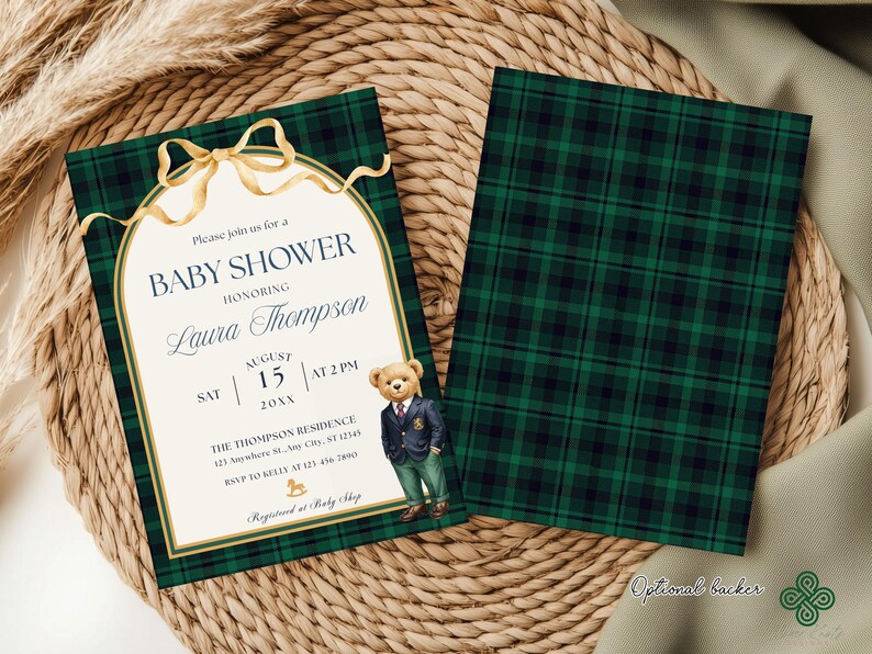 Polo Bear Baby Shower Invitation – Tartan Plaid, Equestrian Theme ...