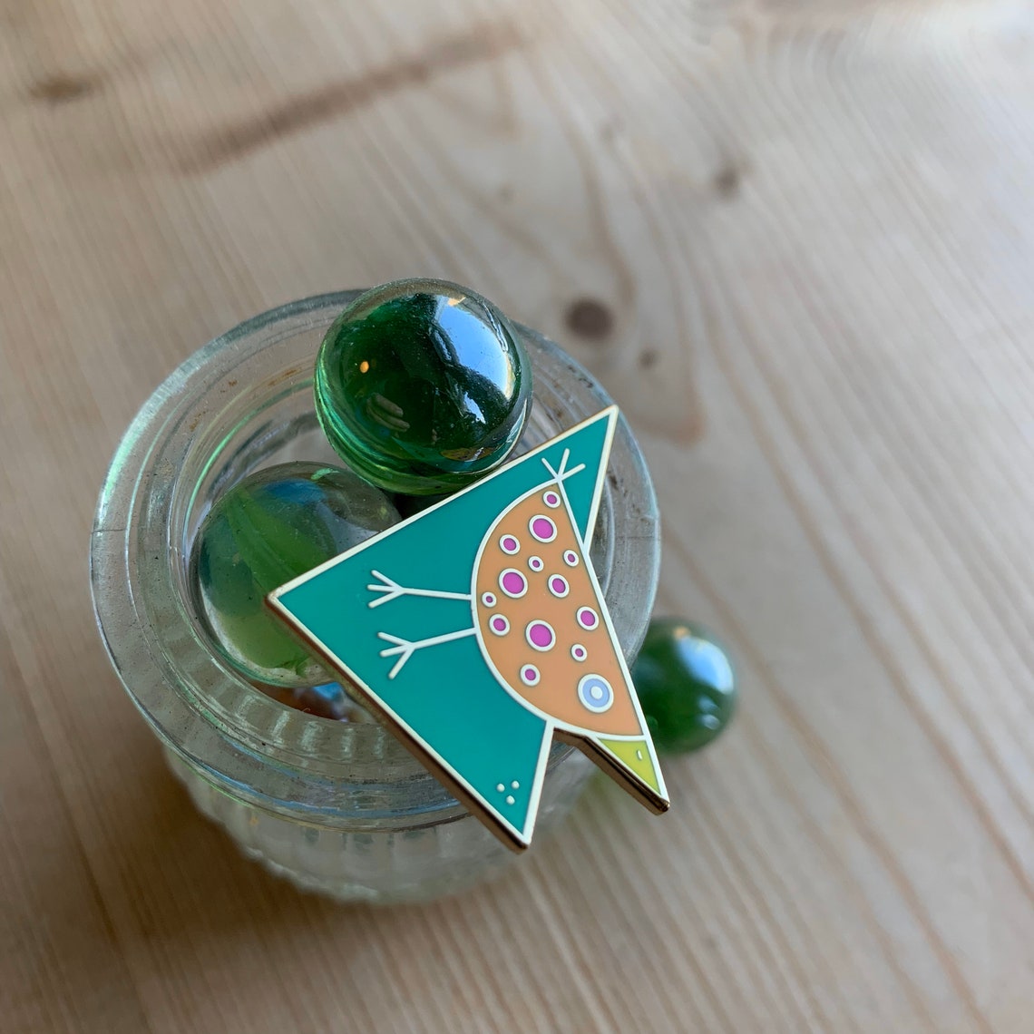 Enamel Pin: Dotty Bird Spotted Polka Dot Marrs Green/ - Etsy UK