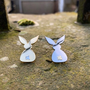 Enamel Pin: Silver Rabbit With Golden Tail Limited Edition - Etsy