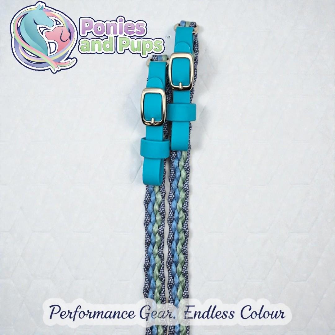 Handcrafted Paracord and Biothane English Reins - Cloud Nine (indigo ...