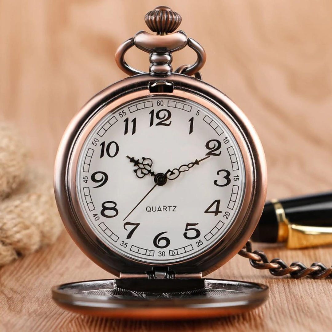 Personalized Quartz Movement Red Copper Antique Pocket Watch – Free ...