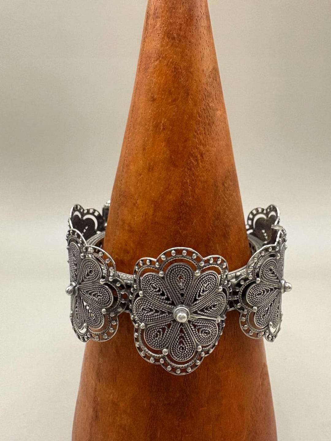 Vintage Indian Floral Filigree Silver Bangle - Etsy
