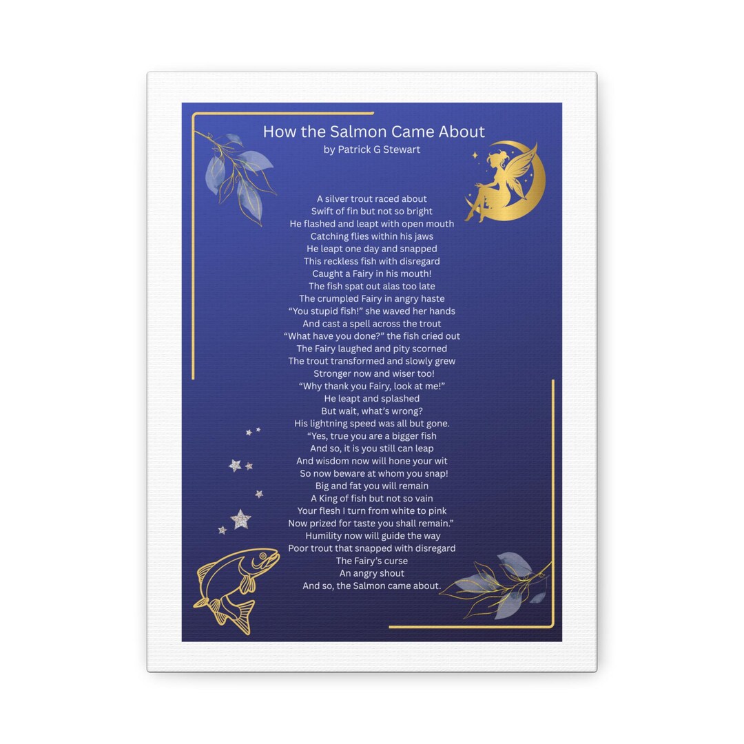 How the Salmon Came About Poem Canvas - Etsy