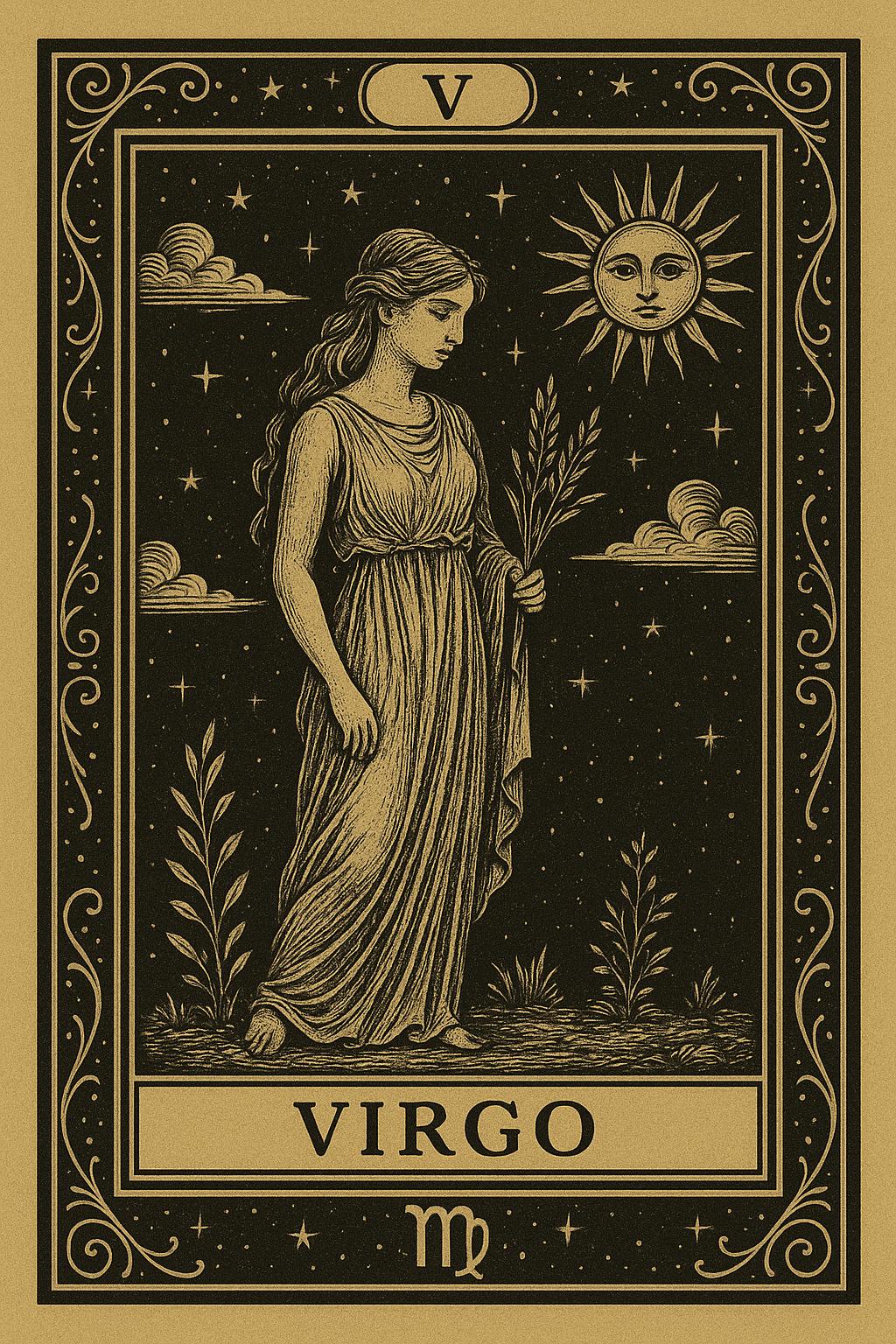 Virgo Zodiac Tarot Card • Printable Astrology Wall Art • Vintage Tarot ...