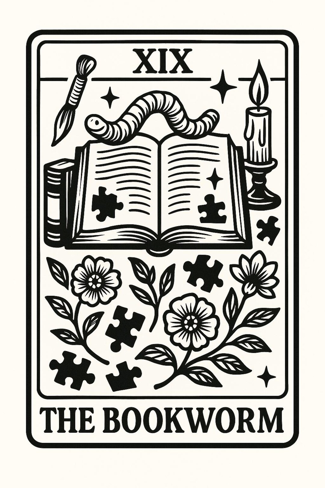 The Bookworm Tarot Card | Printable Craft Room Art | DIY Digital ...