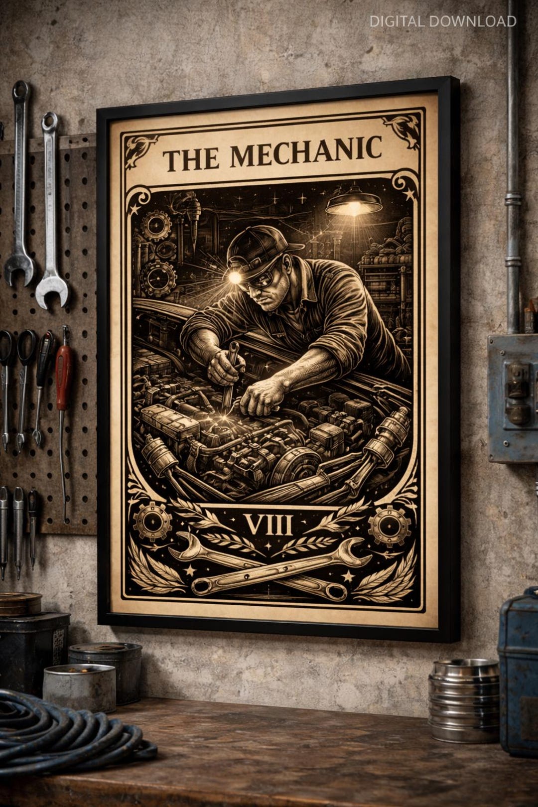 The Mechanic Tarot – Digital Download, Blue Collar Wall Art, Mechanic ...