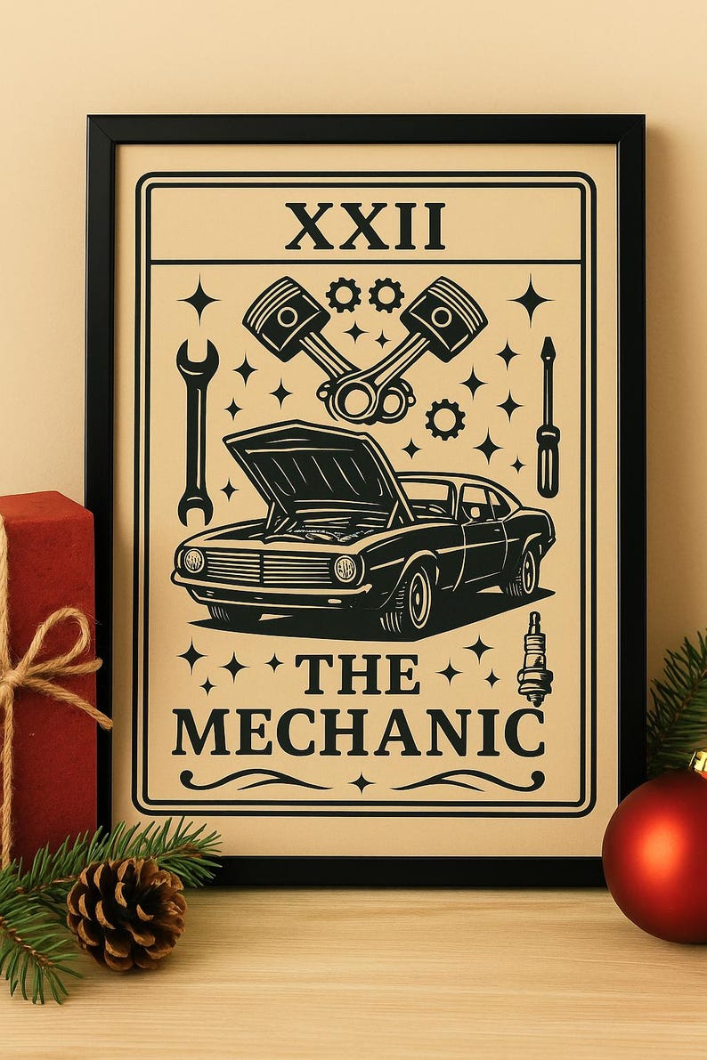 The Mechanic Printable Wall Art | Vintage Muscle Car Tarot Poster ...