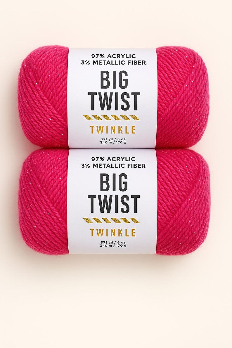 Hot Pink Big Twist Twinkle Yarn Bundle | Acrylic Metallic Fiber - Etsy