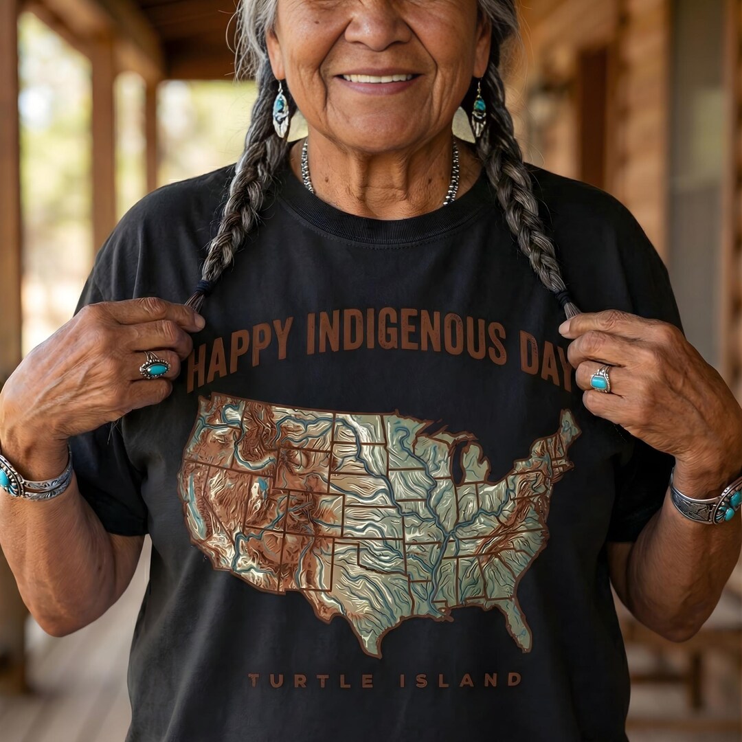 Turtle Island Map Happy Indigenous Day T-shirt, Native American Gift ...