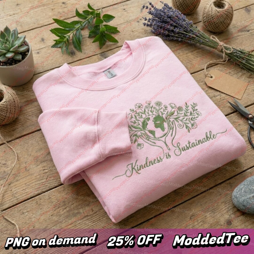 Kindness is Sustainable Earth Day Sweatshirt Premium Embroidered ...