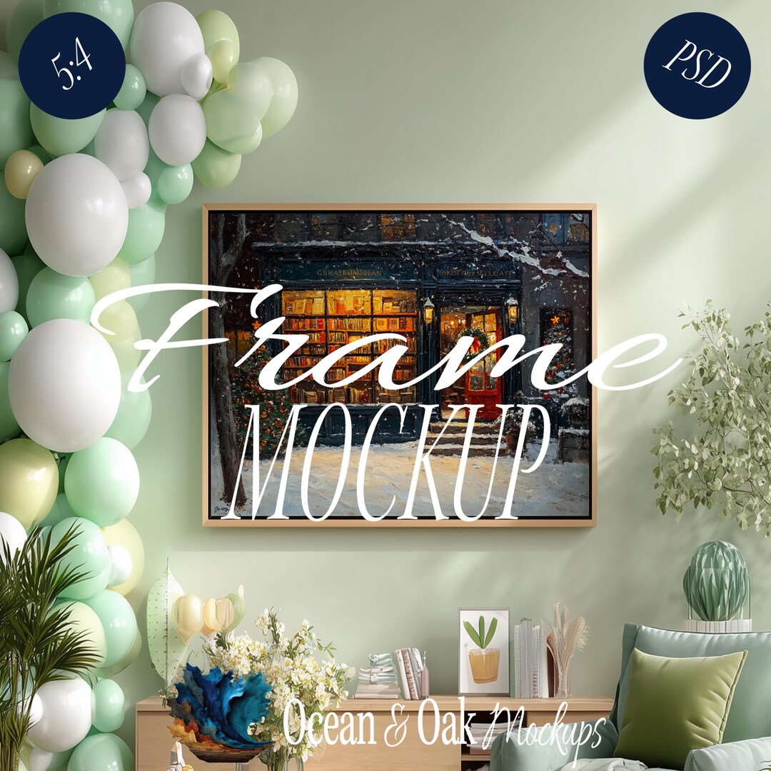 Party Room Wall Art Mockup, Green Balloons - Etsy