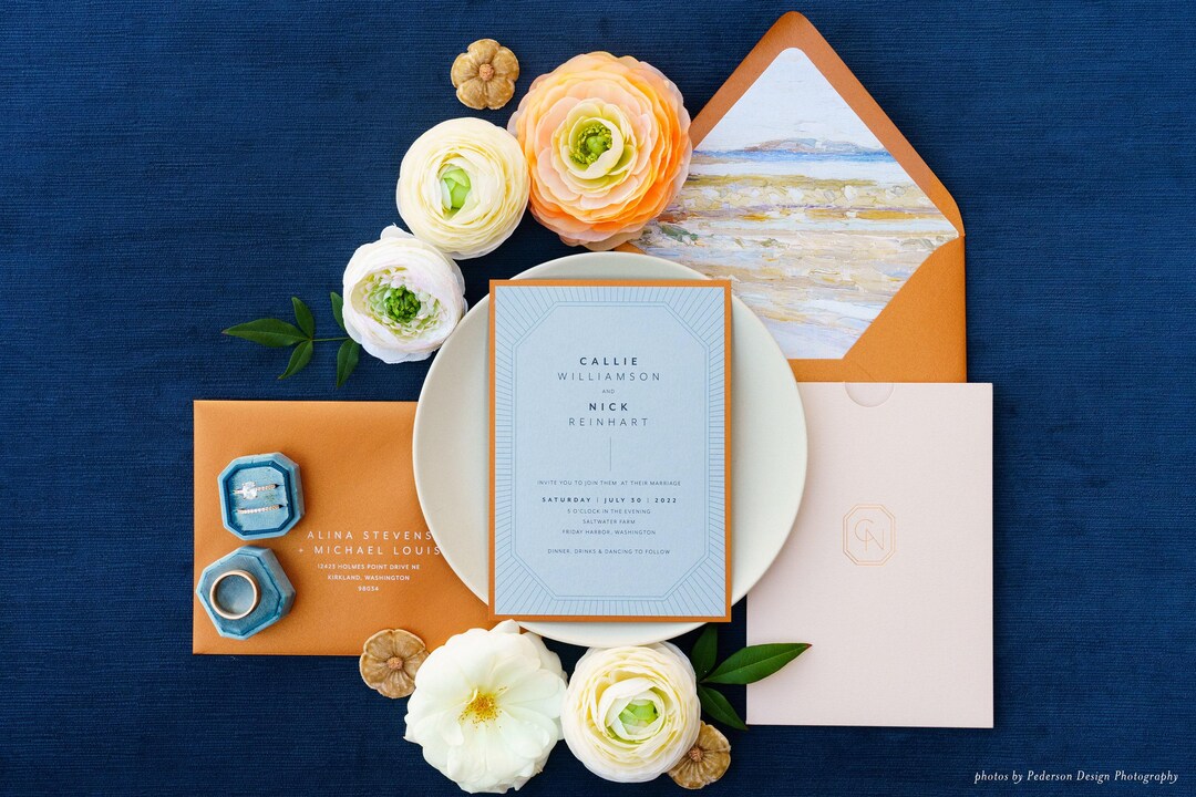 Modern Wedding Invitation Sample: Callie and Nick - Etsy