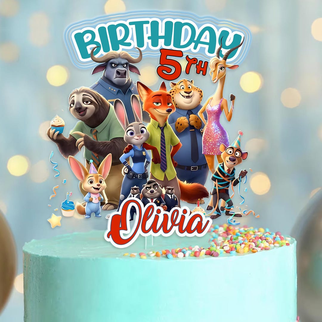 Personalized Zootopia Cake Topper, Custom Party Decoration - Etsy Australia