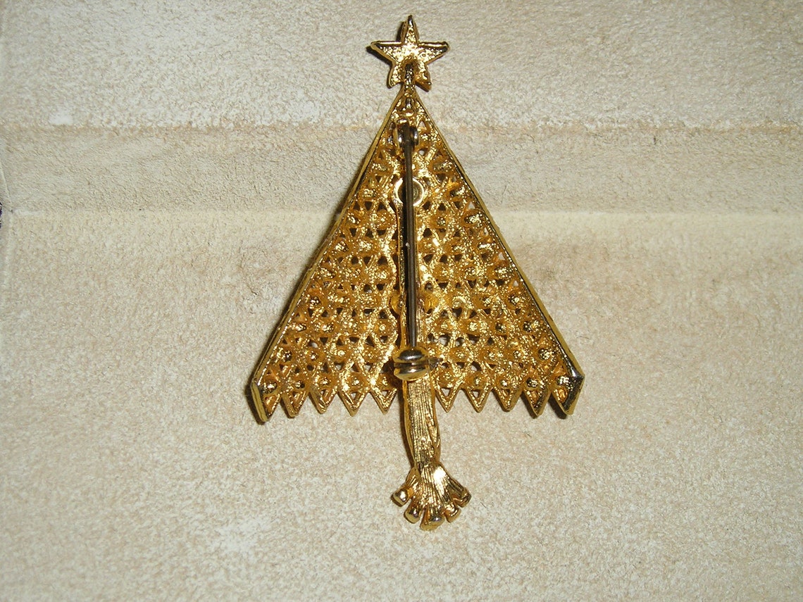 Vintage Unsigned Coro Rhinestone Christmas Tree Brooch Pin - Etsy