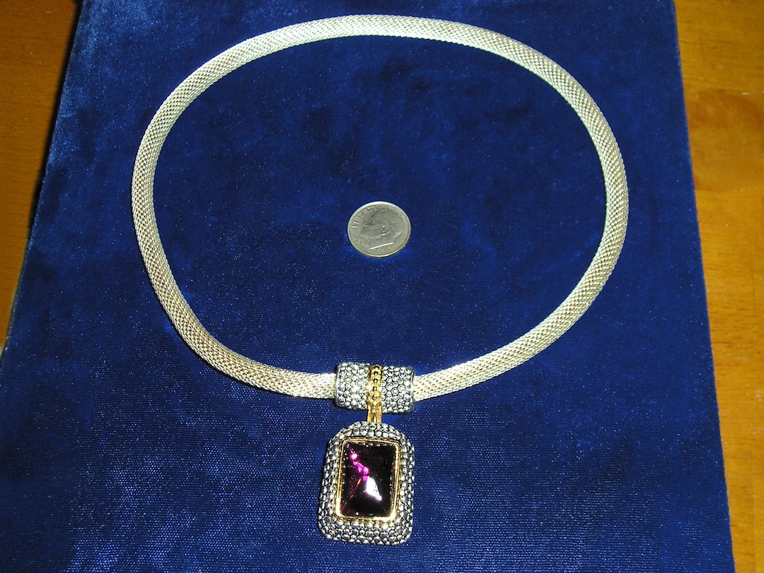 Vintage Signed PD for Premier Design Runway Mesh Choker Necklace With ...