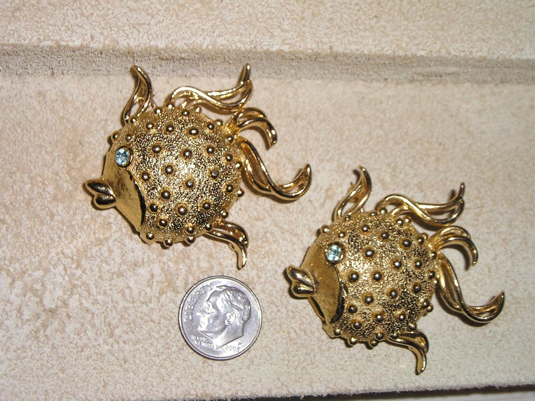 Vintage Lot of 2 Fuller Brush Co Rhinestone Fish Brooch Solid Perfume ...
