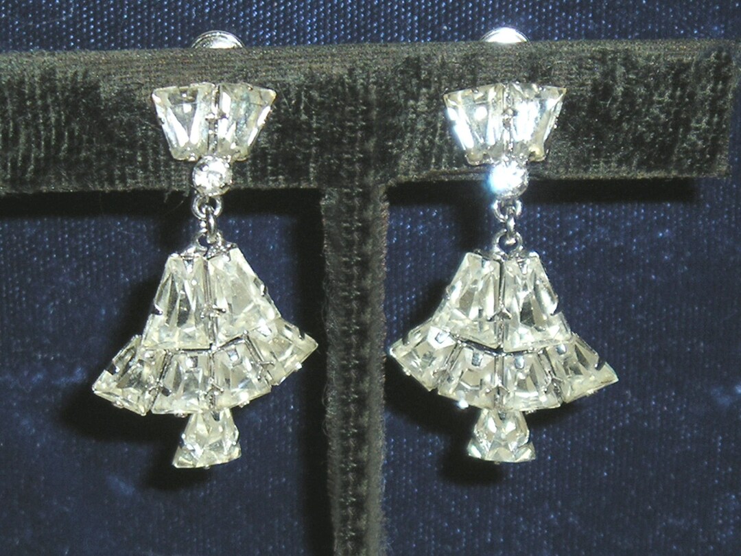 Signed Star-art Sterling Silver Crystal Keystone Rhinestone Screw Back ...