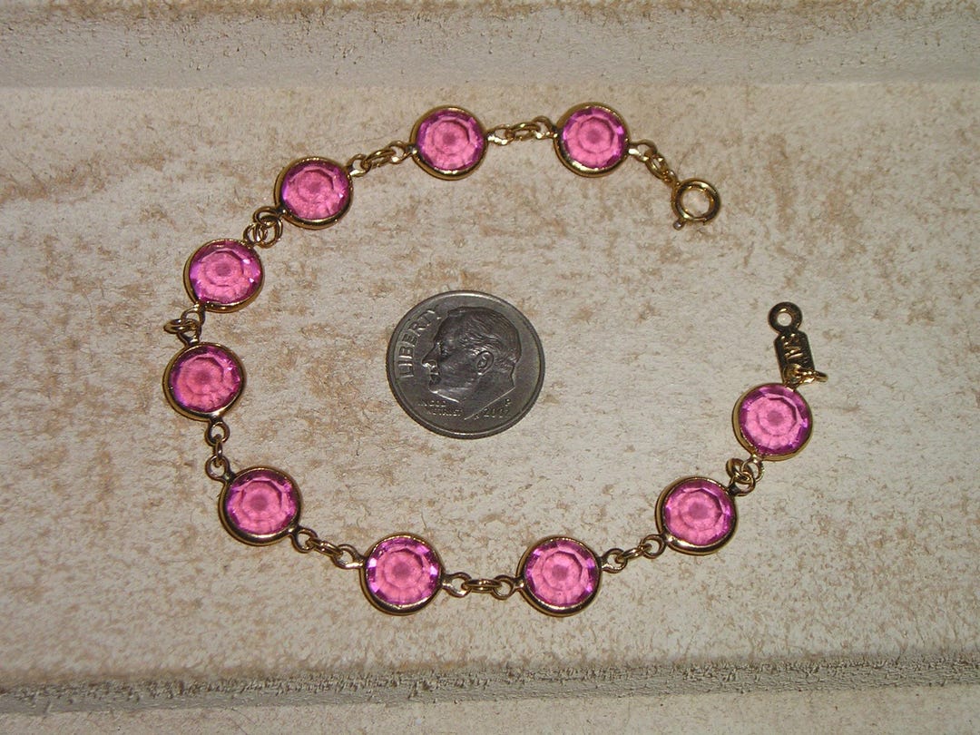 Vintage Signed Sal Pink Bezel Set Bracelet, Just Like Swarovski 1980's ...