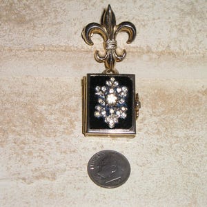 Signed Coro Pegasus 4 Picture Rhinestone Book Locket Brooch Pin With ...