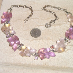 Vintage Unsigned Lisner Pink Frosted Lucite and Iridescent Rhinestone ...