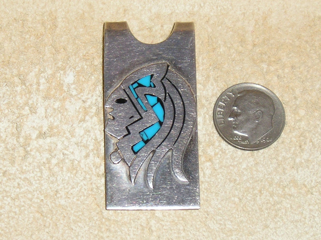 Vintage Signed Sterling Silver Mexico Indian Chief Money Clip With ...