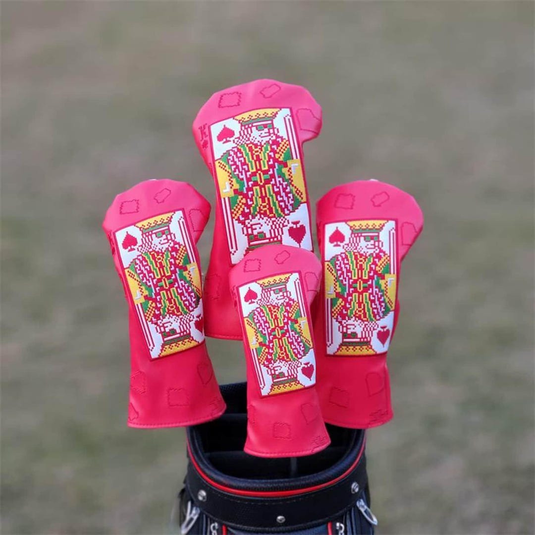 Pink Poker Card Golf Club Head Covers, Magnetic Leather - Etsy