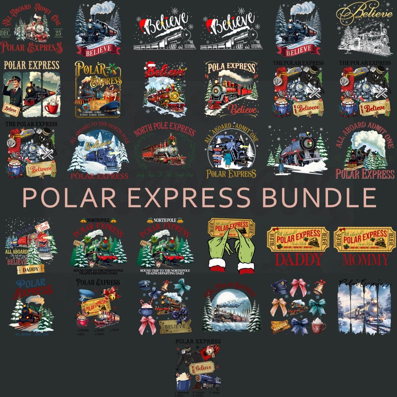 Polar Express PNG Bundle, Christmas Train Clipart Digital Download ...