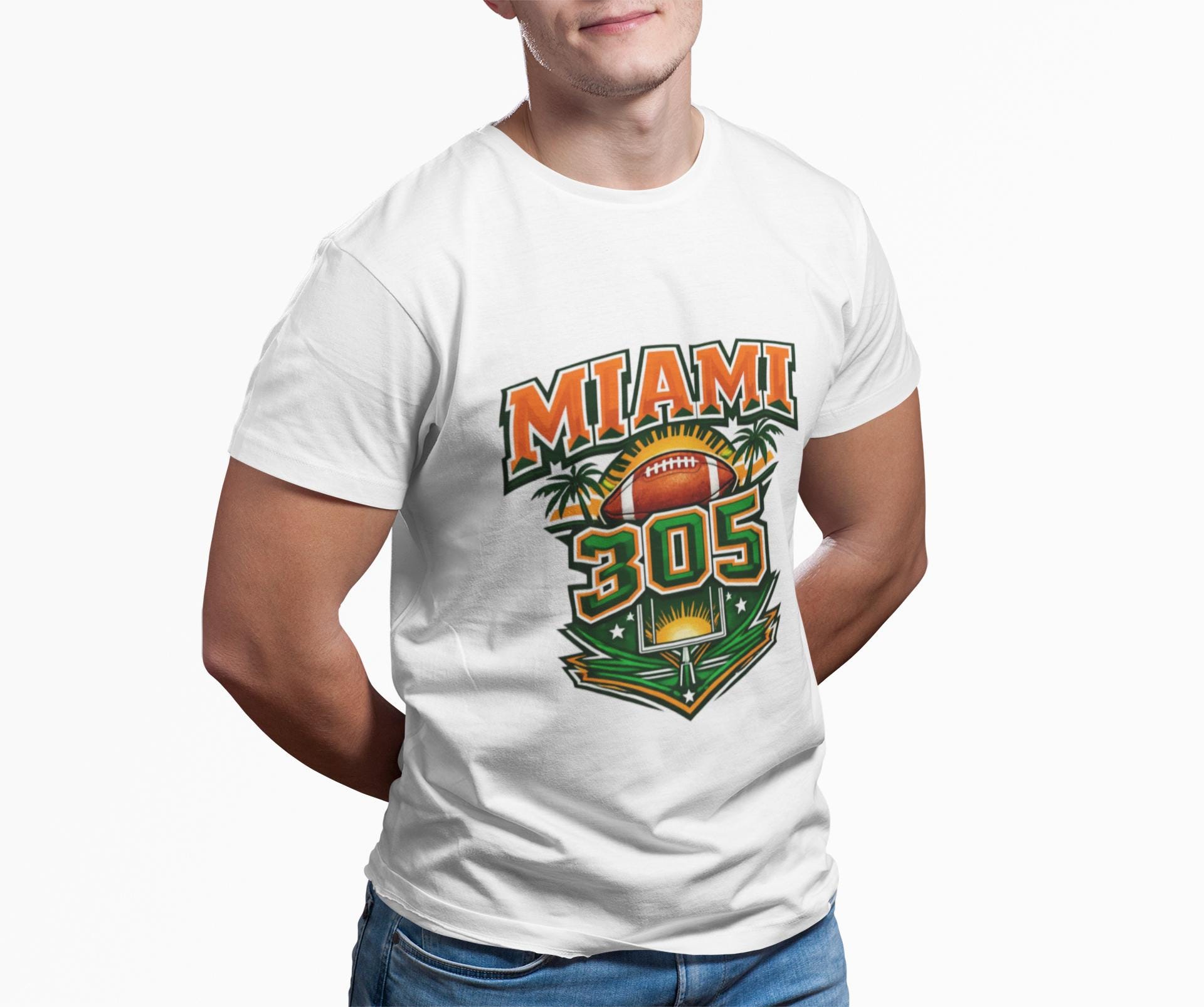 Miami 305 Football T-shirt: South Florida Fan Tee - Etsy