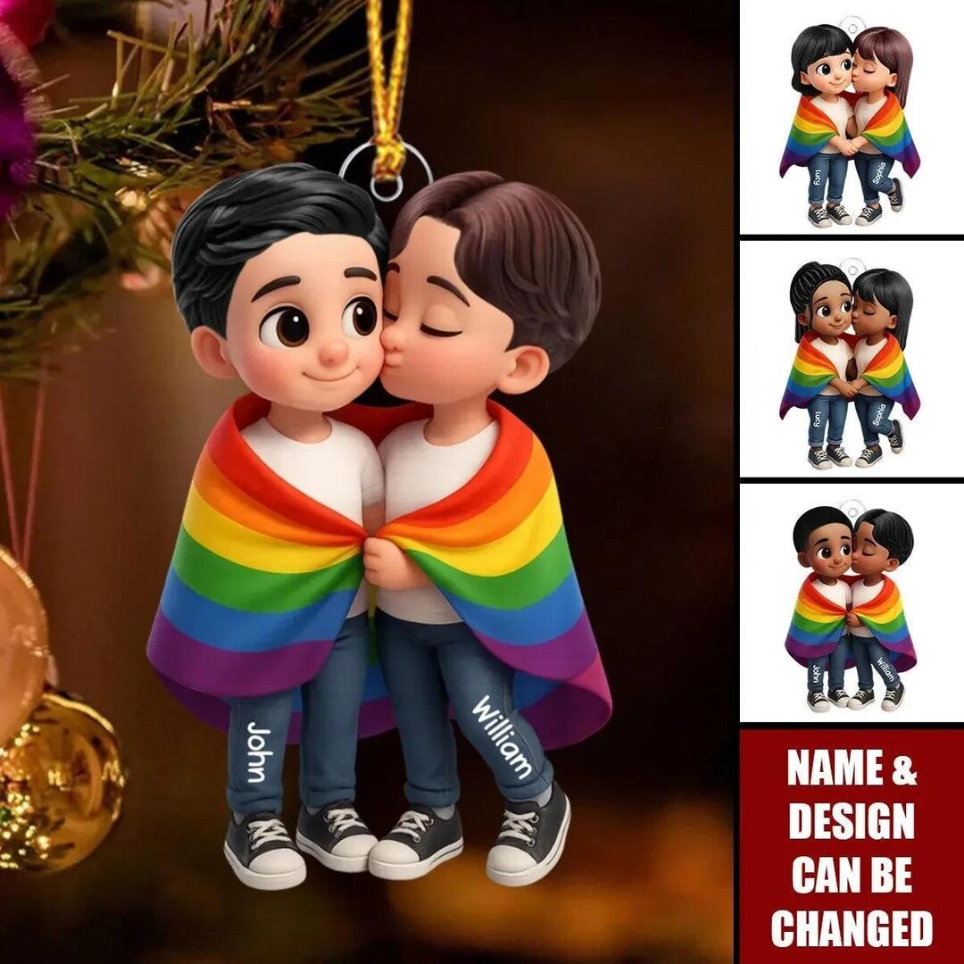 Pride Month LGBT Couple Love is Love Personalized Acrylic Christmas ...