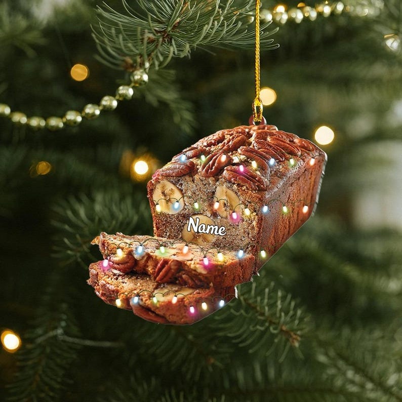 Personalized Banana Pecan Cake 2D Flat Xmas Ornament, Christmas Home ...