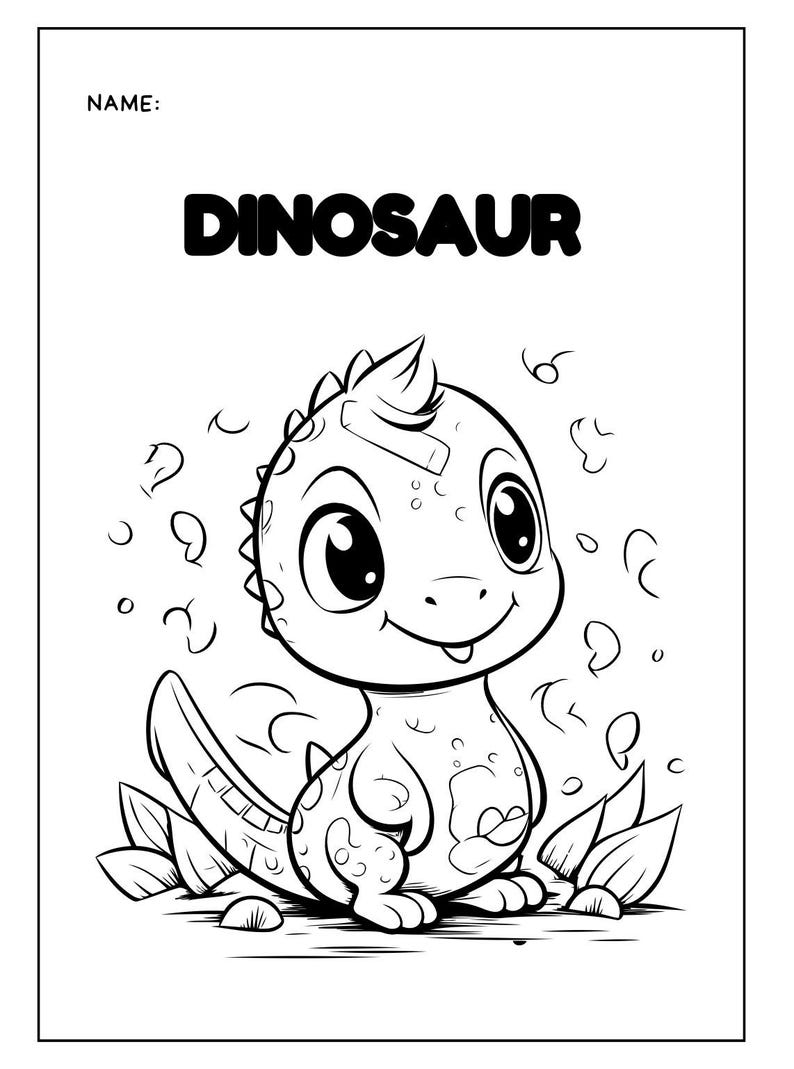 Happy Dinosaur Coloring Pages for Kids | Printable Coloring Book | Fun ...