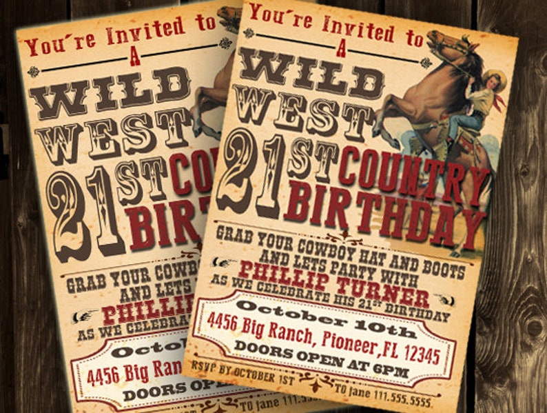 Cowboy Party Invitation Western Invitation-wild West Cowboy - Etsy
