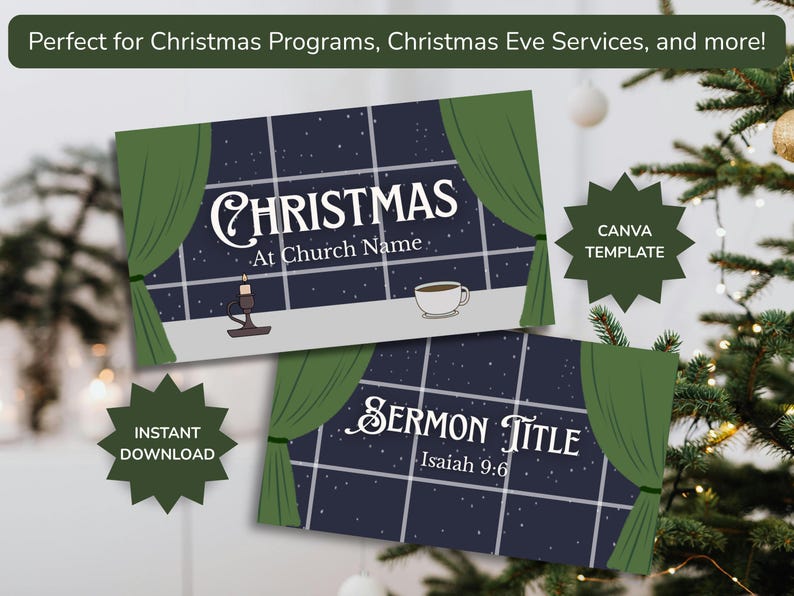 Christmas Church Slides, Editable Canva Presentation Template for ...