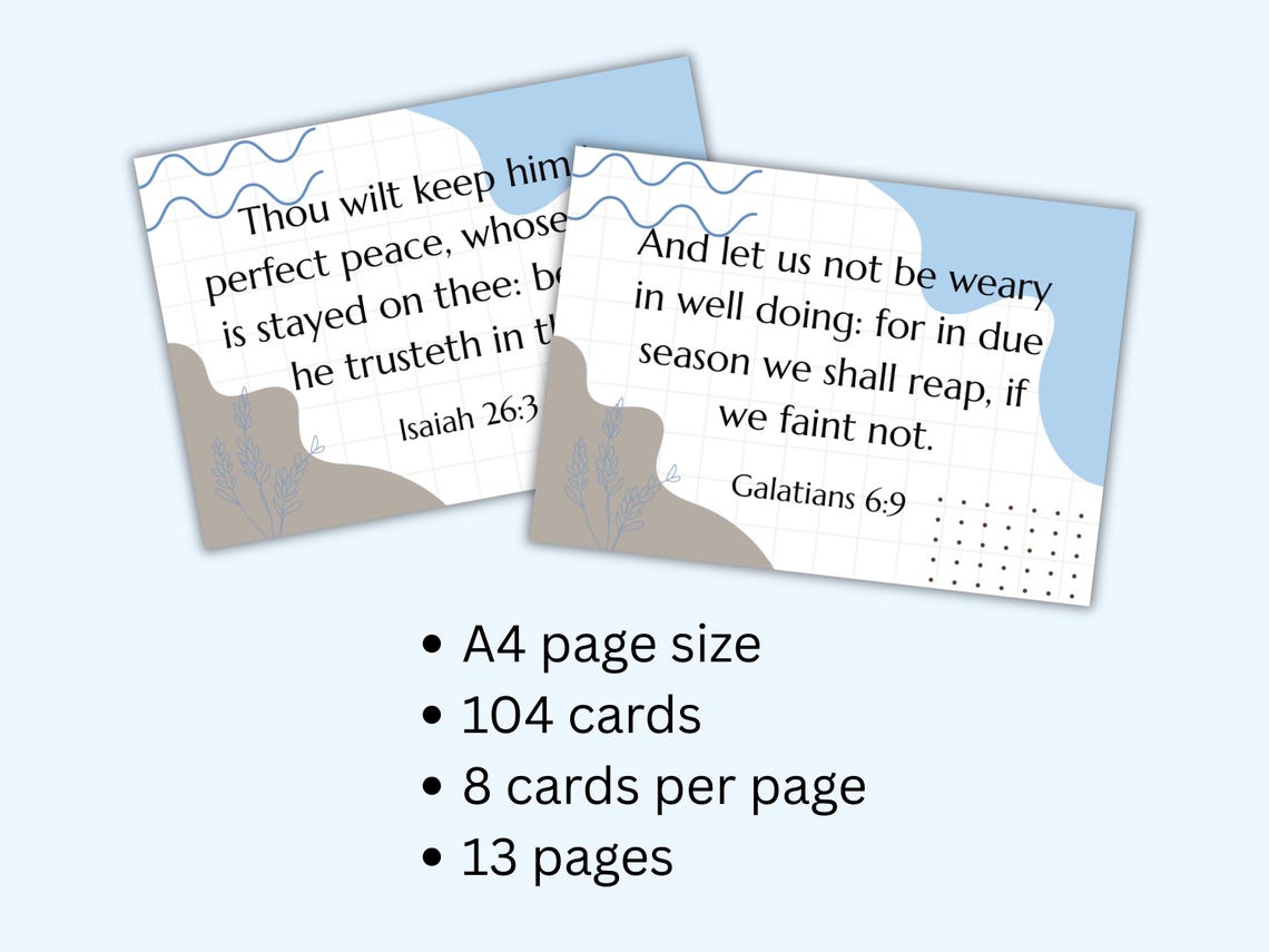 Bible Memory Verse Cards, 104 Printable Modern Minimalist KJV Scripture ...