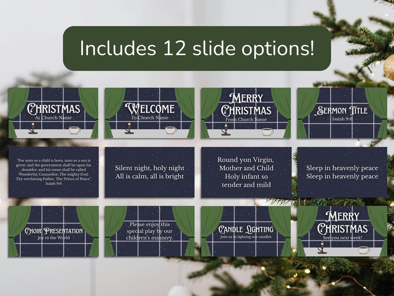 Christmas Church Slides, Editable Canva Presentation Template for ...
