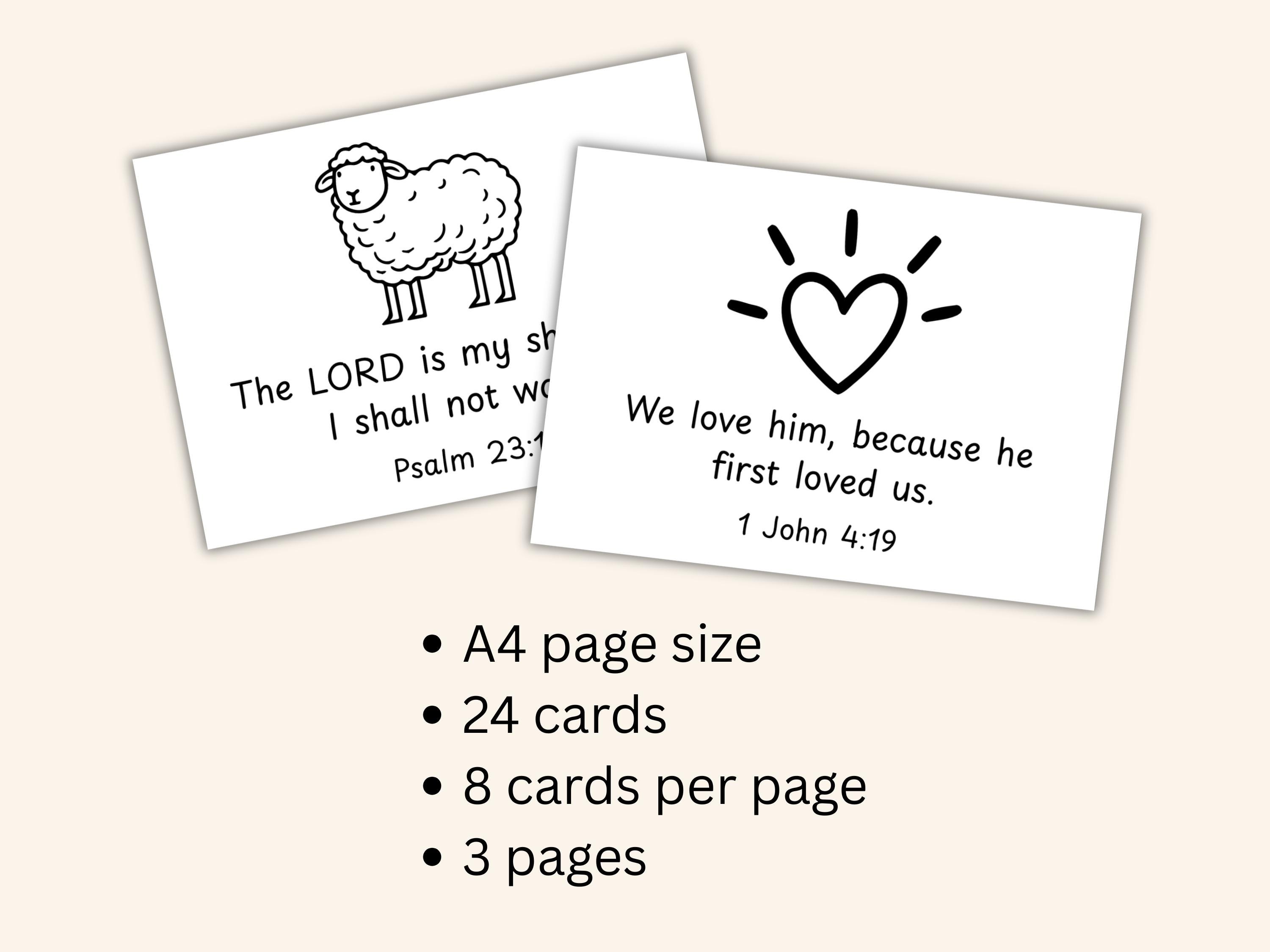 24 Kids Bible Memory Verse Cards, Doodle Printable KJV Scripture ...