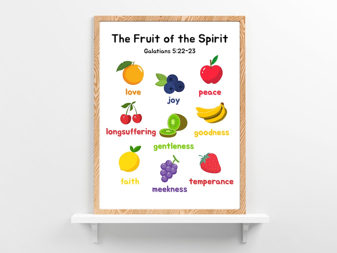 Fruit of the Spirit Kids Poster, KJV Bible Verse Wall Art, Christian ...