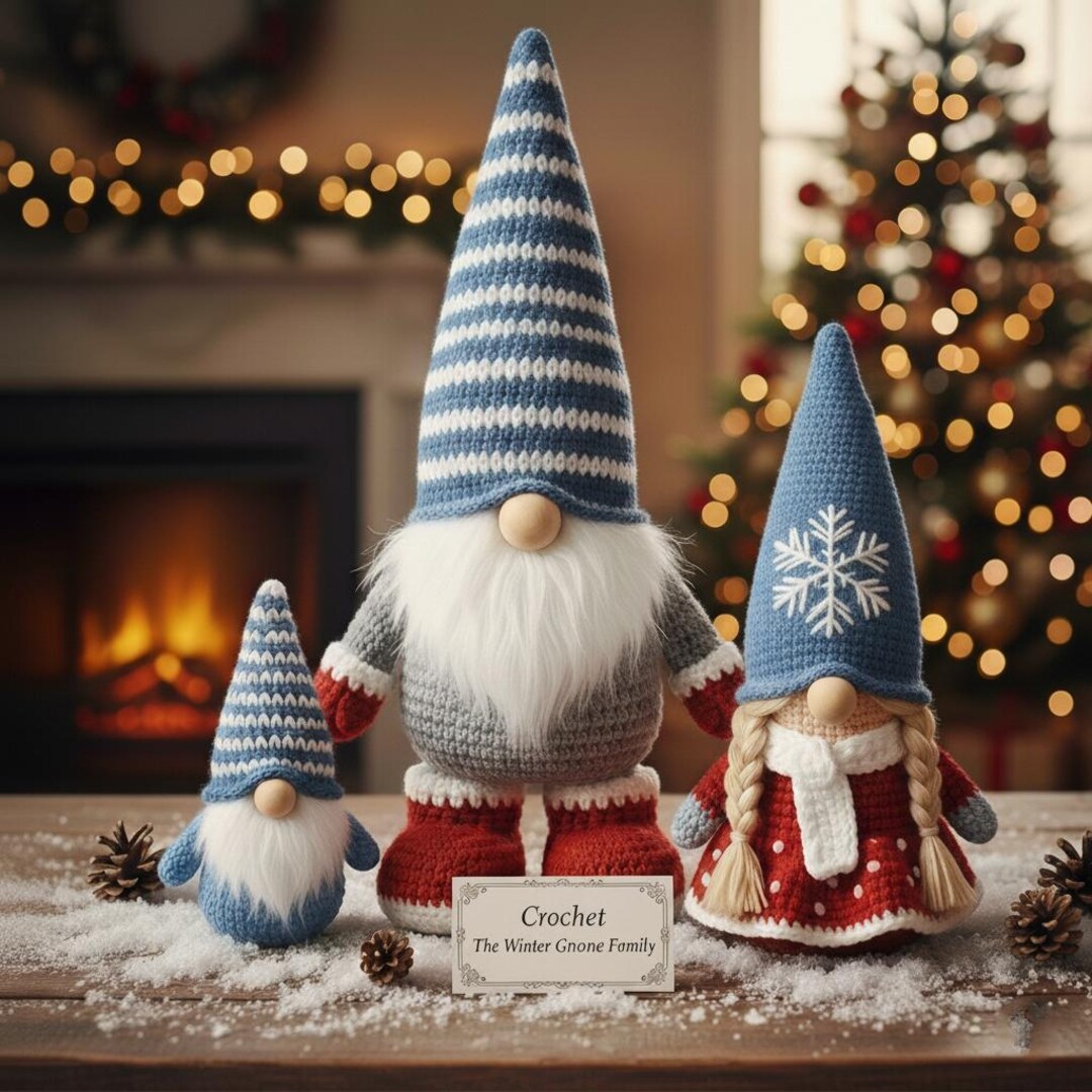 Winter Gnome Family Crochet Pattern, Scandinavian Christmas Gnome Set ...