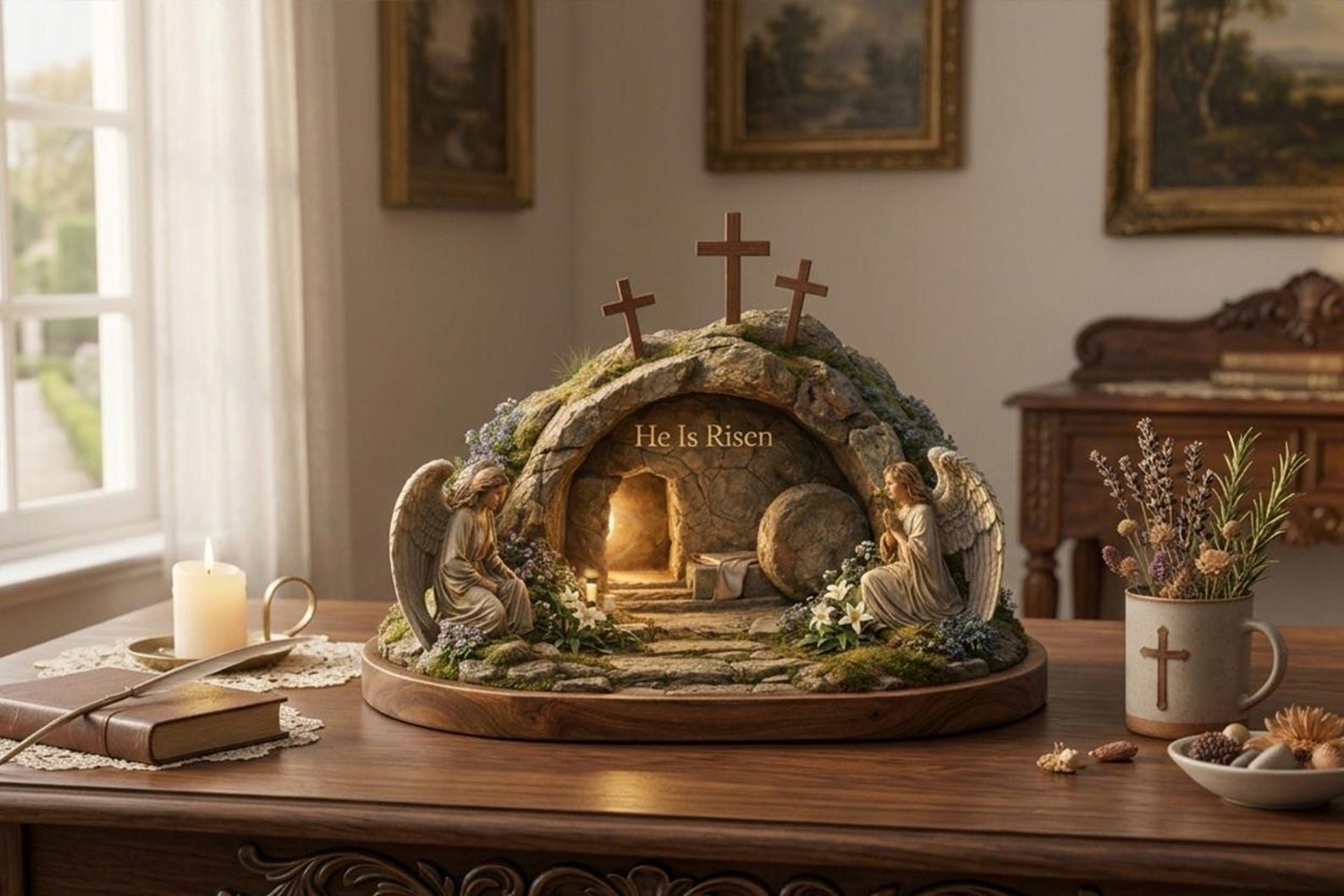 He is Risen Easter Wooden Block, Empty Tomb Christian Decor, Religious ...